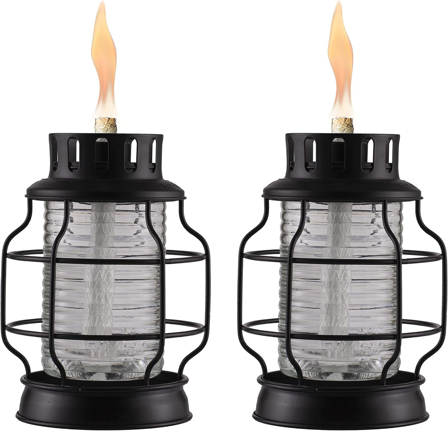 XIANGXIELISHE Tabletop Metal Torch Lanterns, 2-Pack, Black | Wayfair