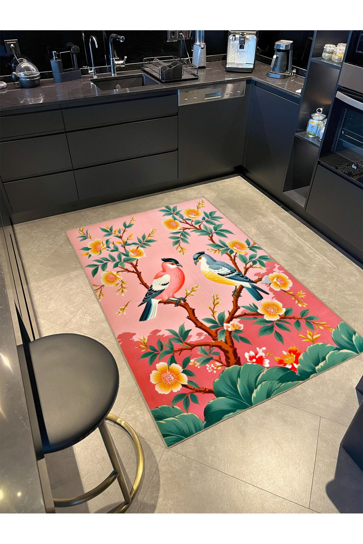 Hokku Designs Paris Collection Pink Themed Flowering Tree and Bird ...