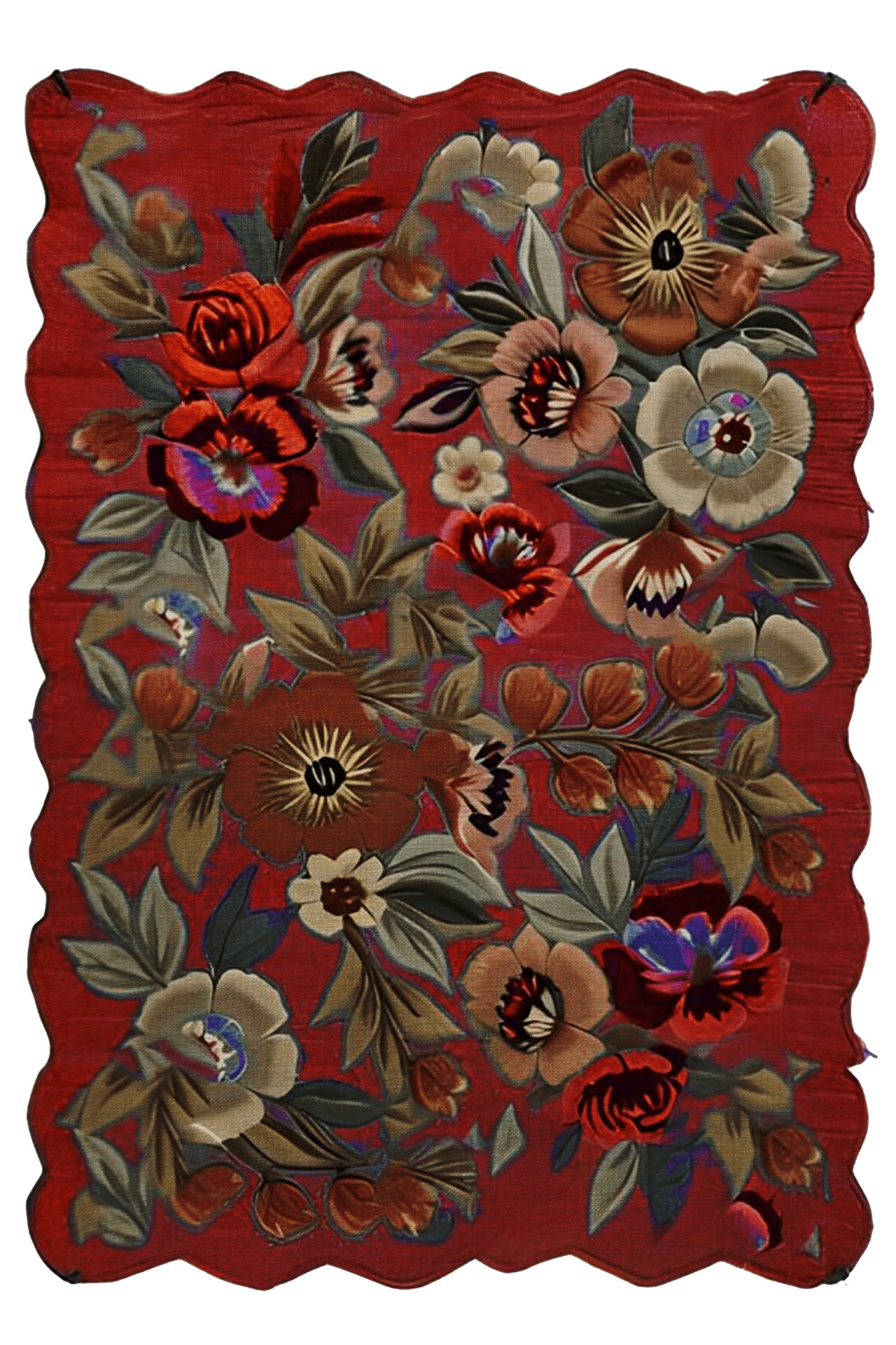 Dakota Fields Shape Collection Burgundy Themed Floral Flower and Vine ...