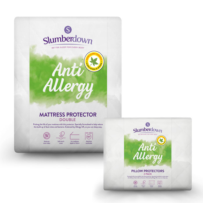 Slumberdown Anti Allergy Mattress Protector with 2 Pillow Protectors ...