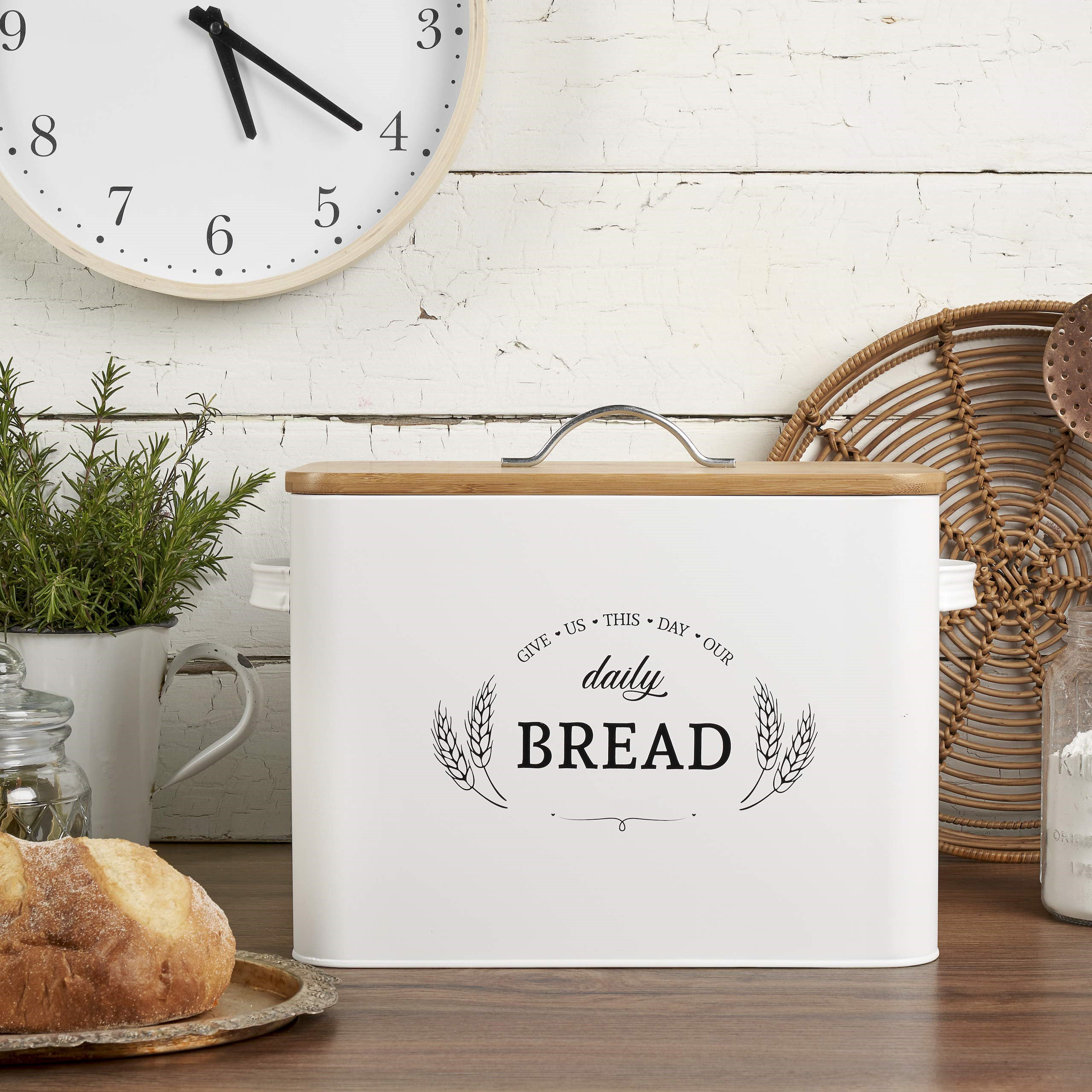 Rosalind Wheeler Extra Large White Farmhouse Bread Box For Kitchen ...