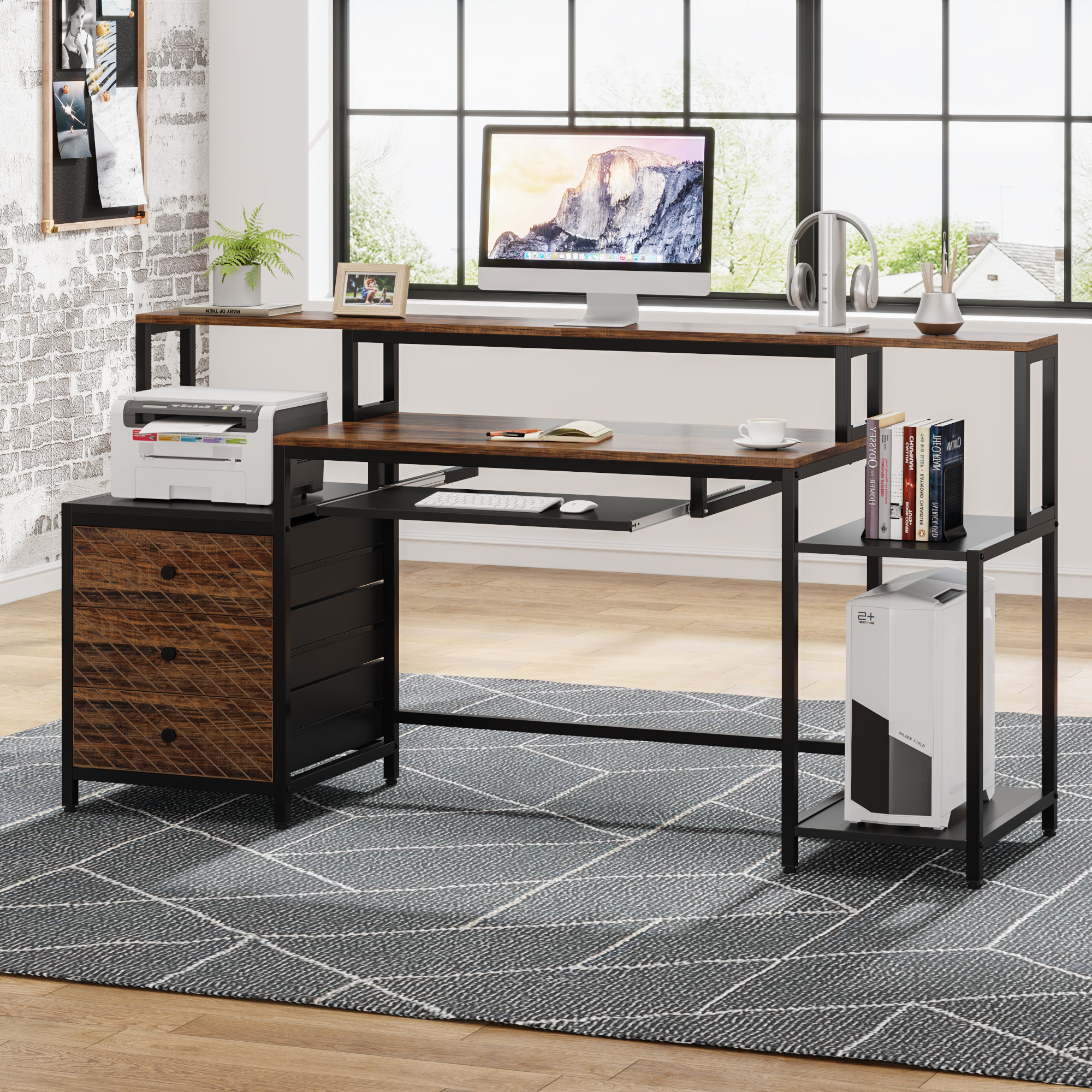 17 Stories Gardi Metal Base Computer Desk & Reviews | Wayfair