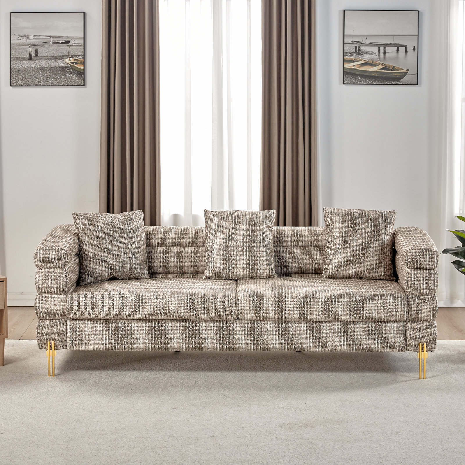 Willa Arlo™ Interiors Eatonton Bouclé Sofa Couch 3 Seater Sofa for ...