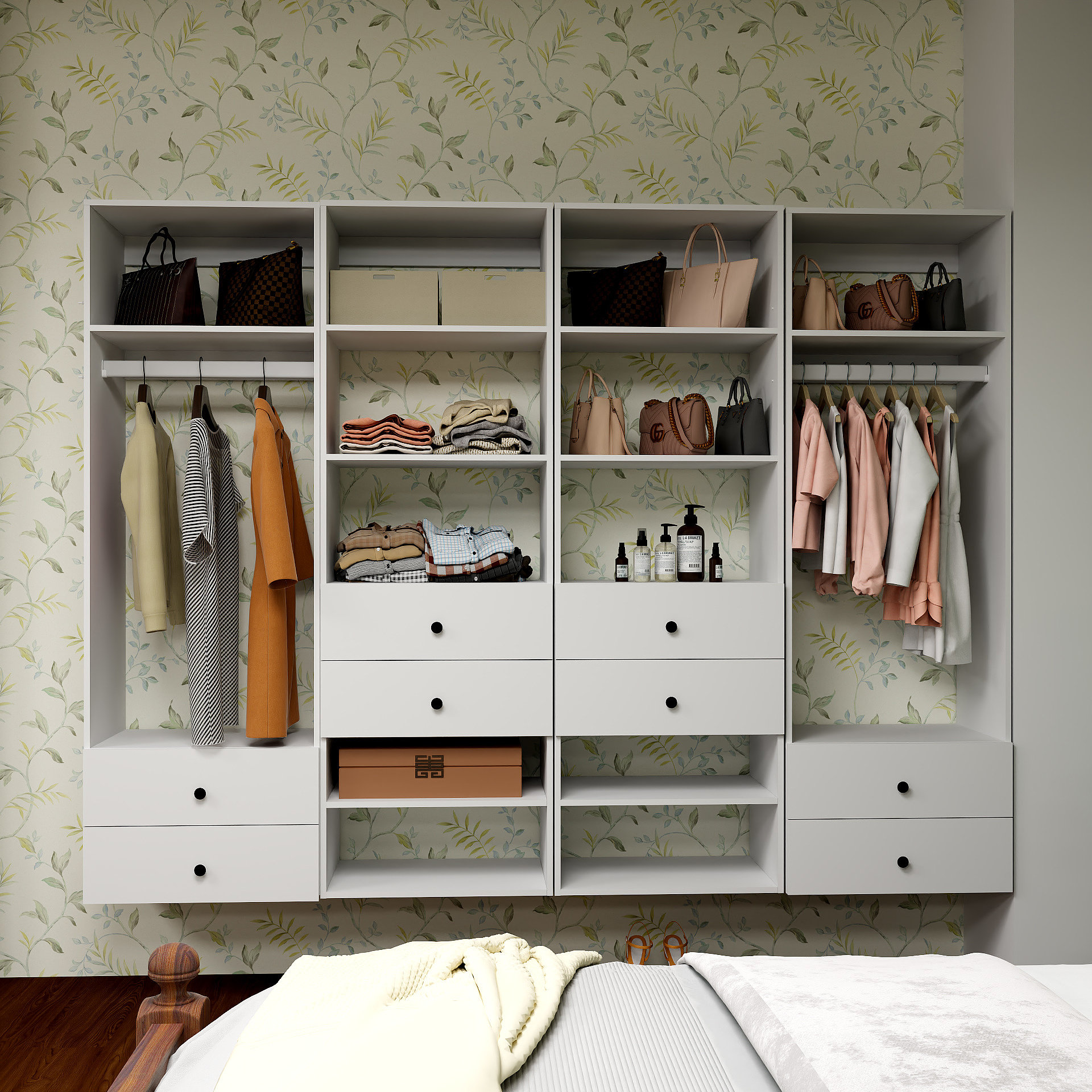 Hokku Designs White Wood Closet Organzier System,Modular Closet System ...