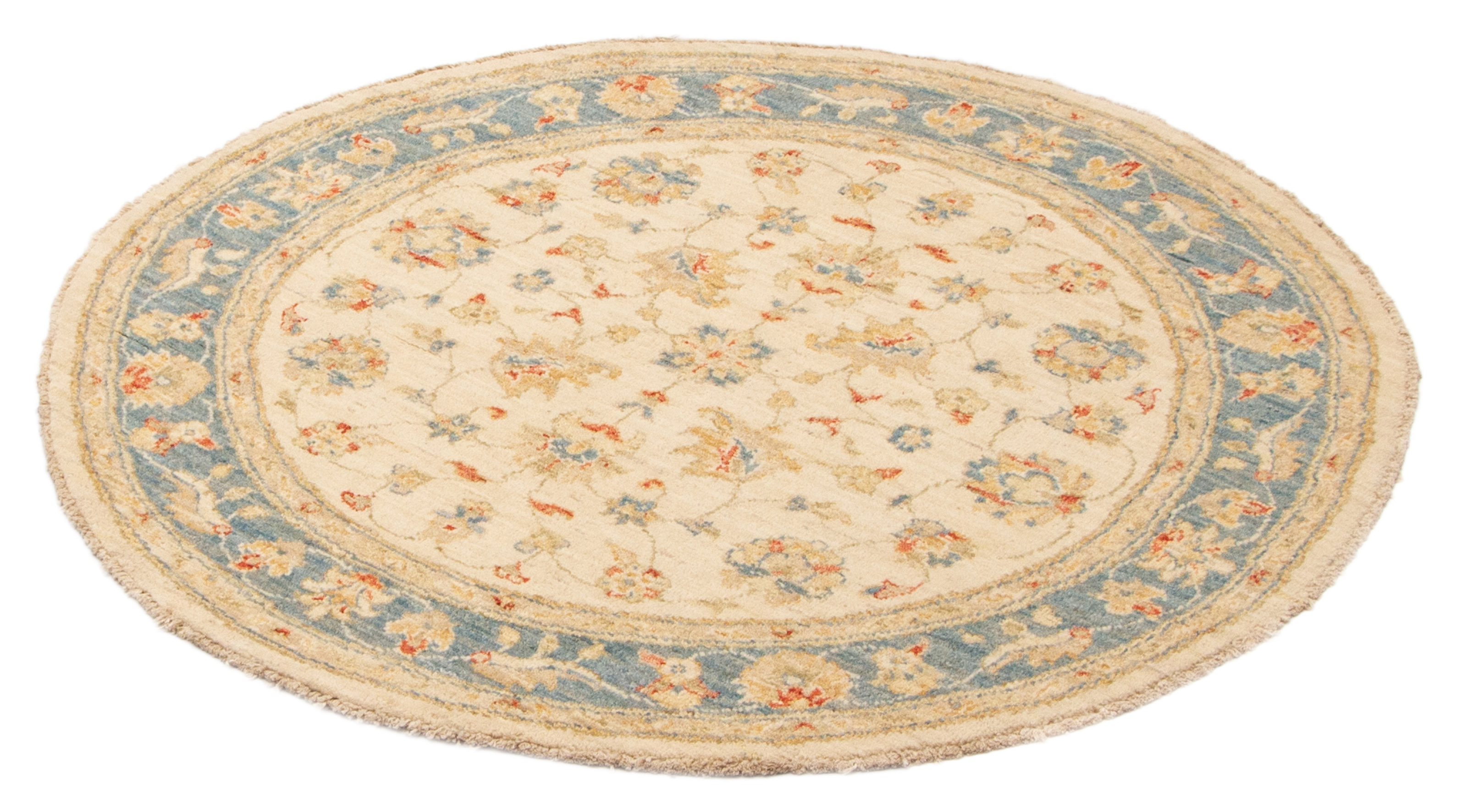 Isabelline One-of-a-Kind Fernagh Hand-Knotted New Age 4'1" Round Wool ...