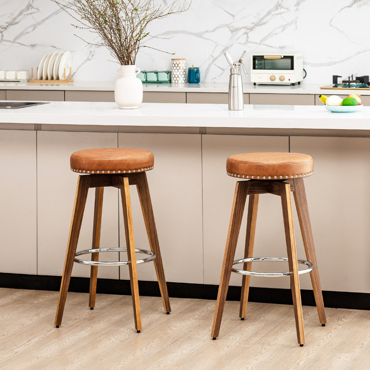 Wade Logan® Ashara Swivel 31.25'' Backless Bar Stool | Wayfair