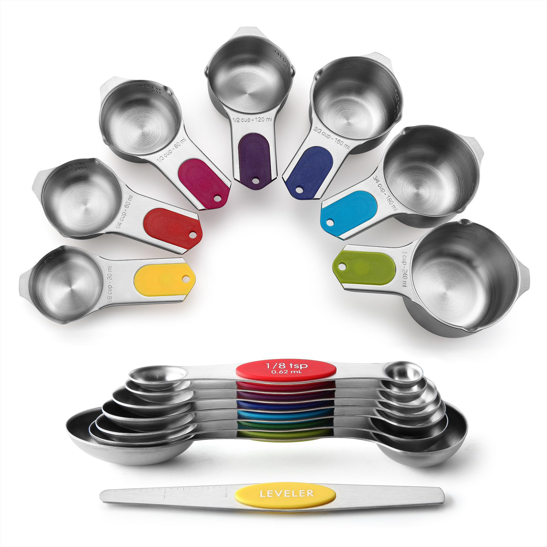 RAYNED LLC Magnetic Measuring Cups & Spoons Set, Strong Magnets, Set Of ...