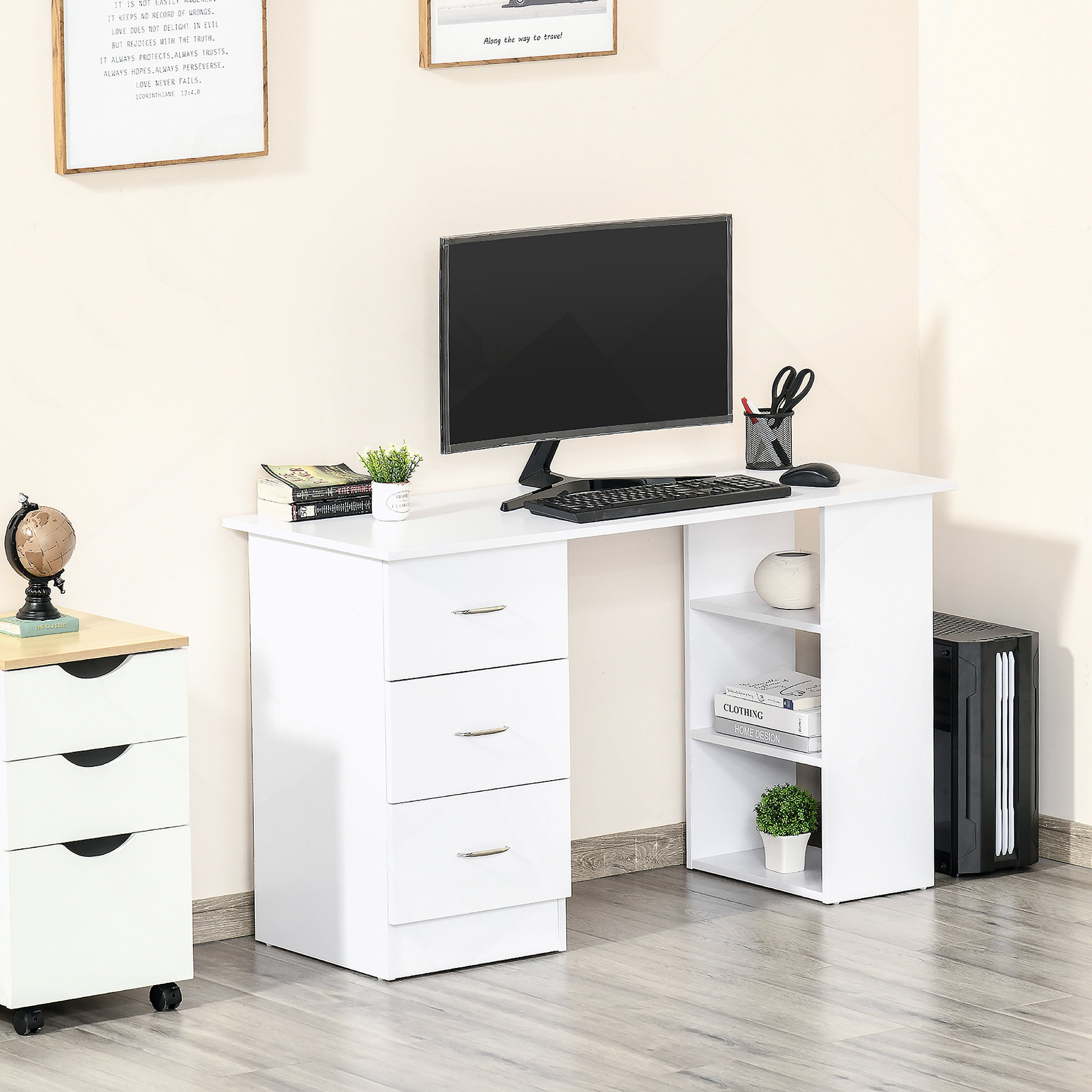 Hokku Designs Computer Desk Bookcase Combo Writing Table Workstation ...