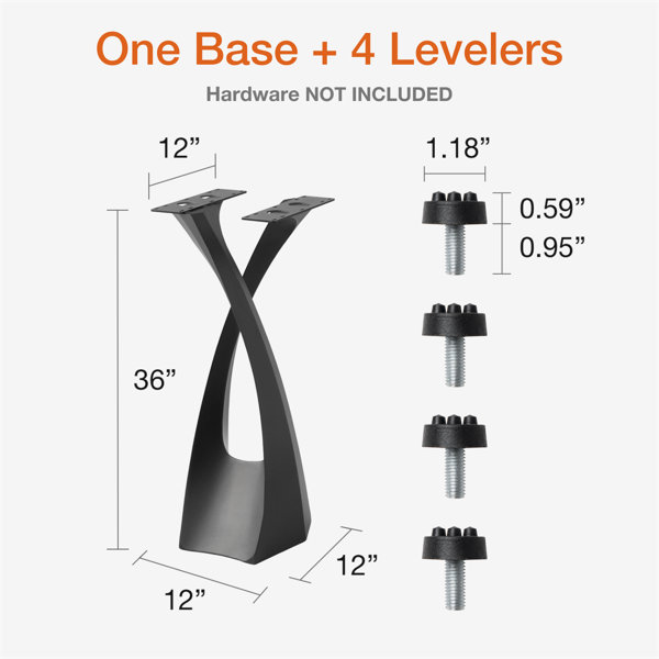 Flowyline 615-12 Tulipe Handcrafted Black Metal Table Legs and Bases ...