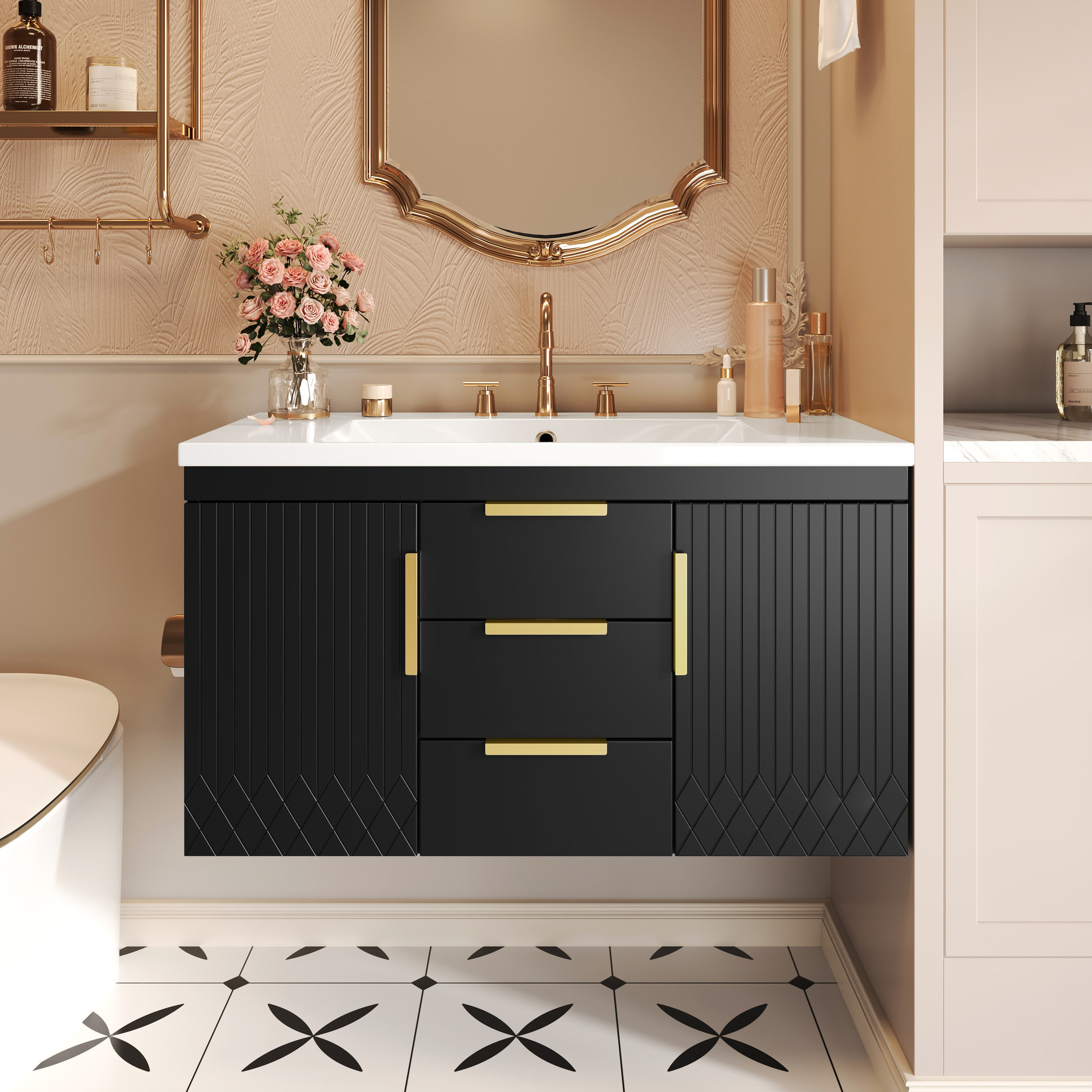 Ebern Designs 36'' Wall Mounted Bathroom Vanity With Resin Sink ...