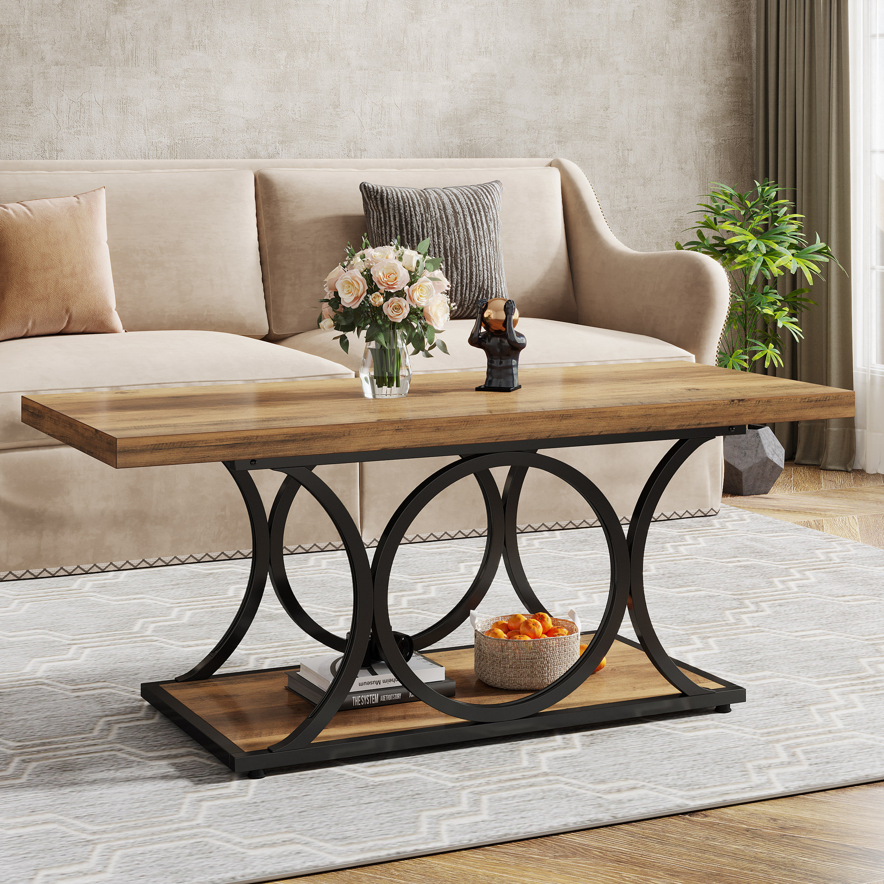 TribeSigns Mattheu Modern Rectangle Coffee Table, Faux Marble Coffee ...