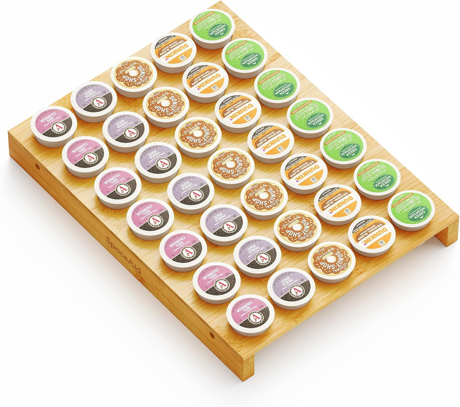 SpaceAid Bamboo K-Cup Drawer Organizer Insert – Coffee Pod Holder Tray ...