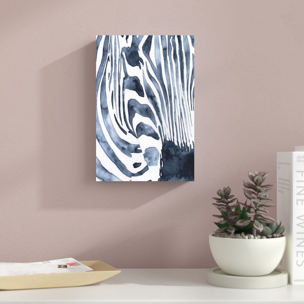 Ebern Designs Indigo Zebra I by Victoria Borges - Wrapped Canvas Print ...