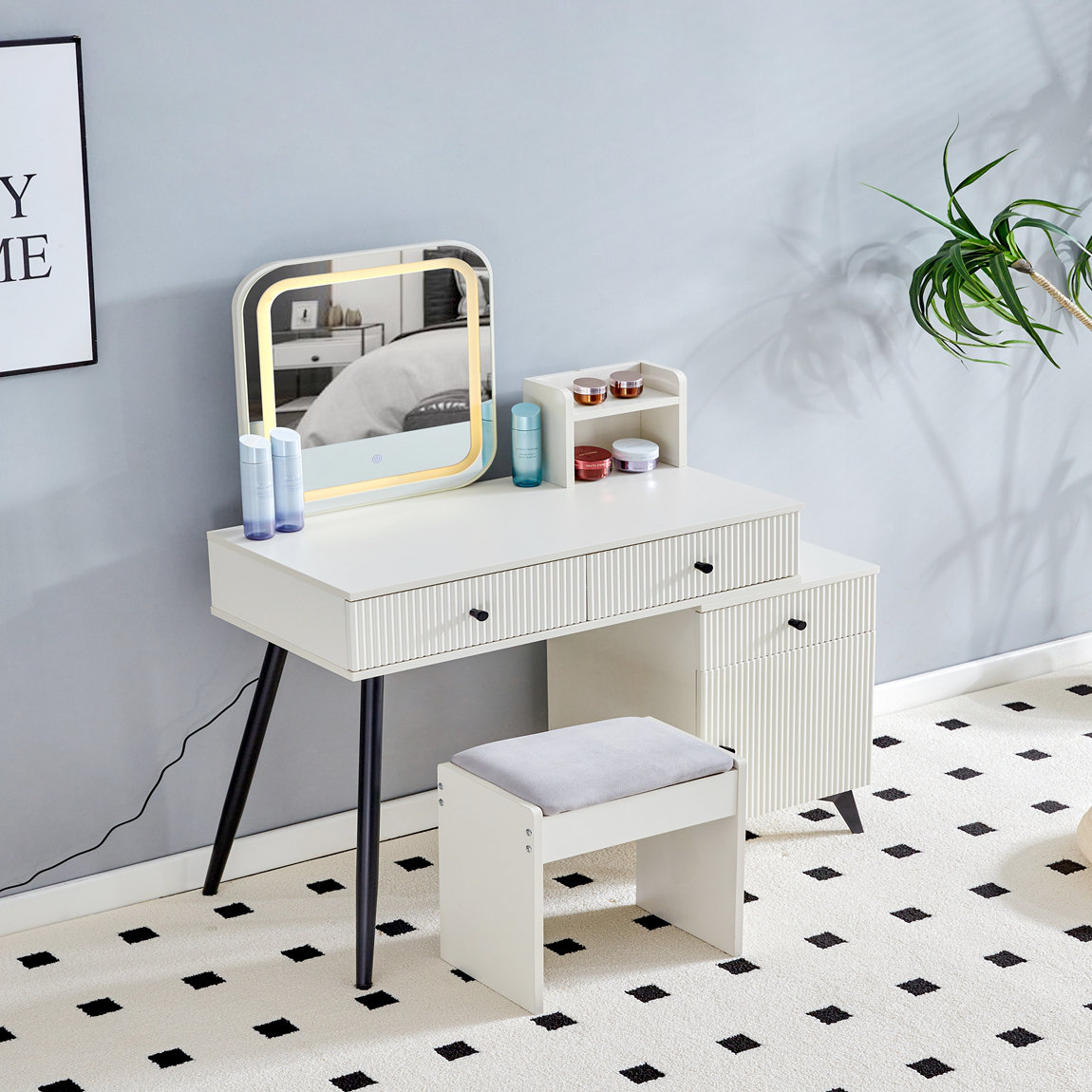 George Oliver Fluted Makeup Vanity Desk - Wayfair Canada