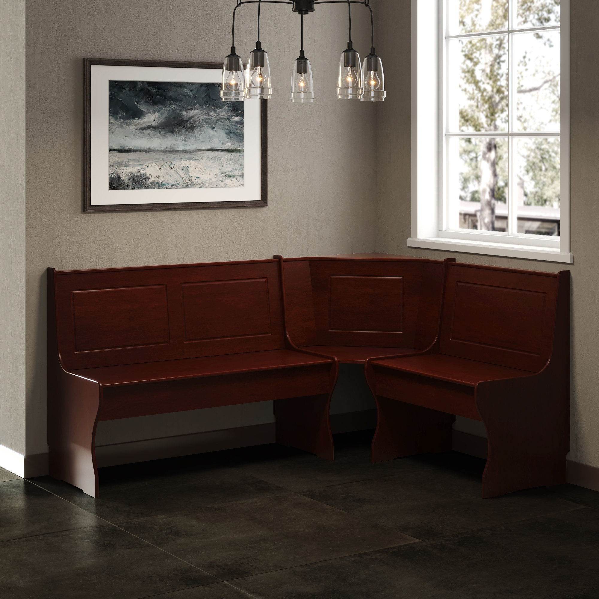 Lark Manor™ Heartlynn Classic Wooden Breakfast Nook Corner Bench Set ...