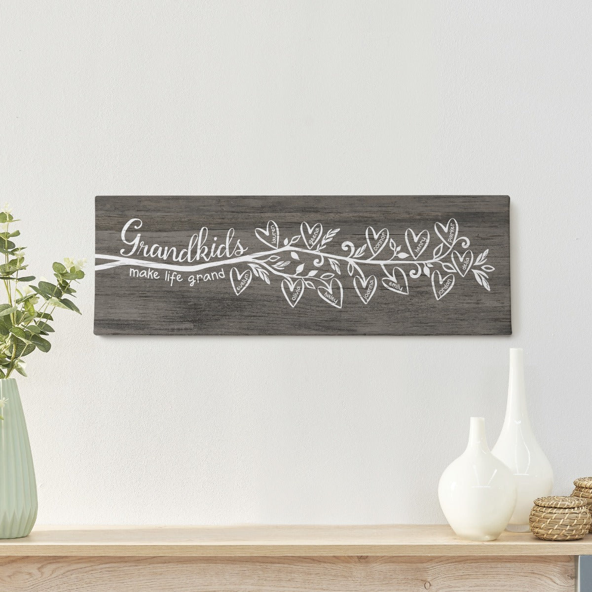 CPS Grandkids Make Life Grand Wall Canvas 9x27 with 9 names | Wayfair