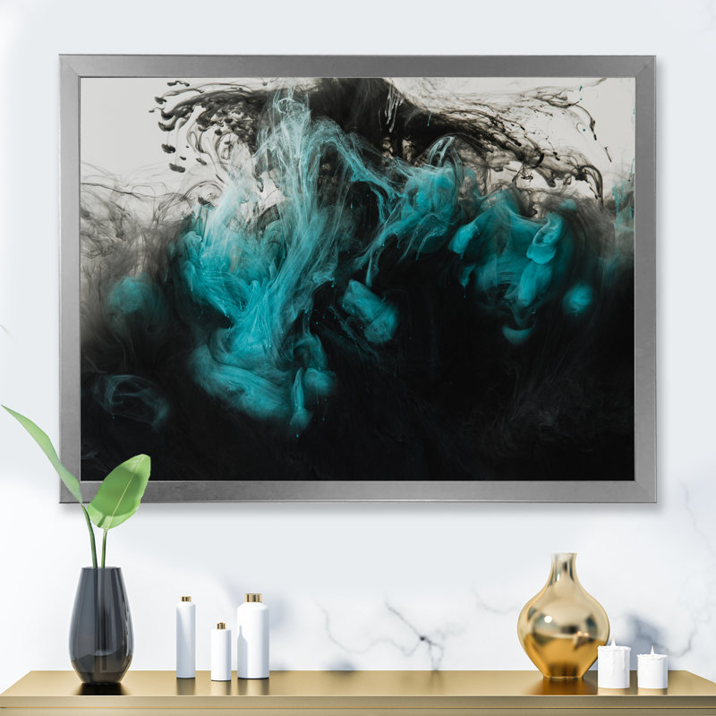 Wrought Studio™ Black & Turquoise Mixing Liquid Ink - Modern Canvas Art ...