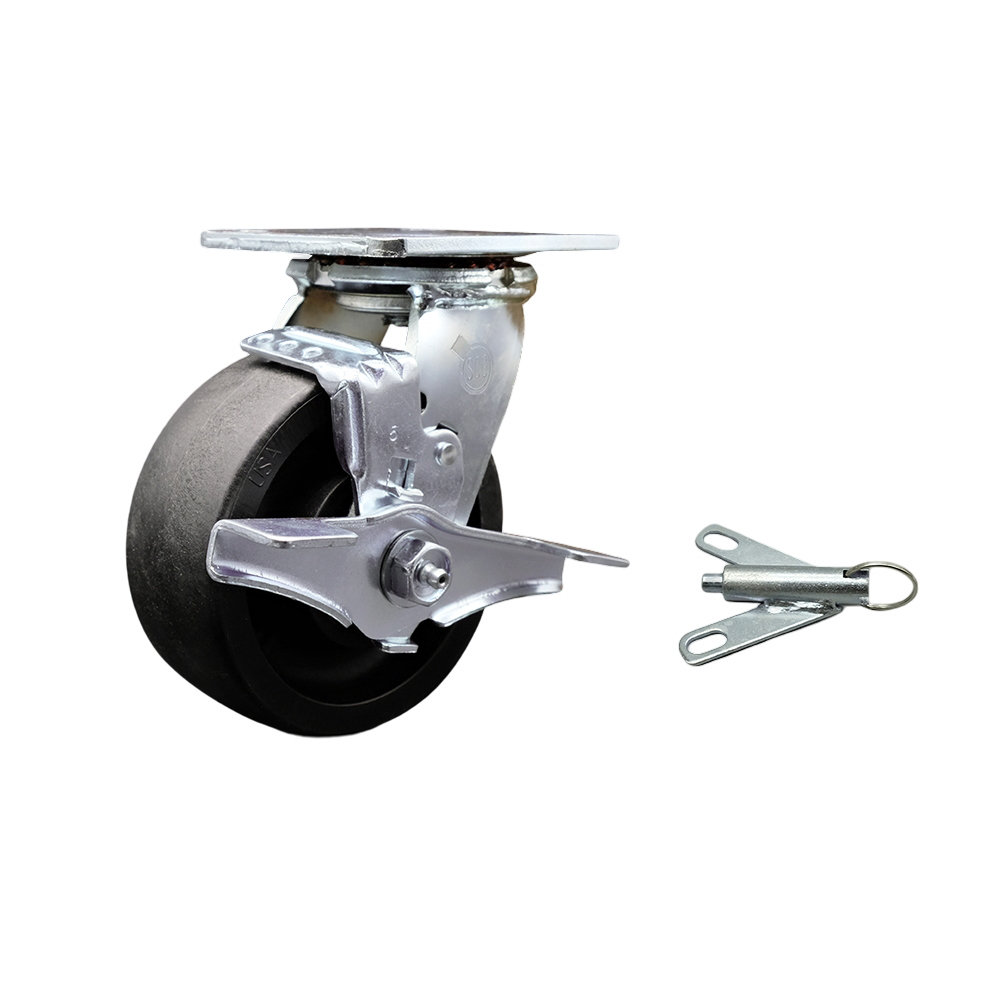 Service Caster Glass Filled Nylon Caster with Ball Bearing and Brake ...