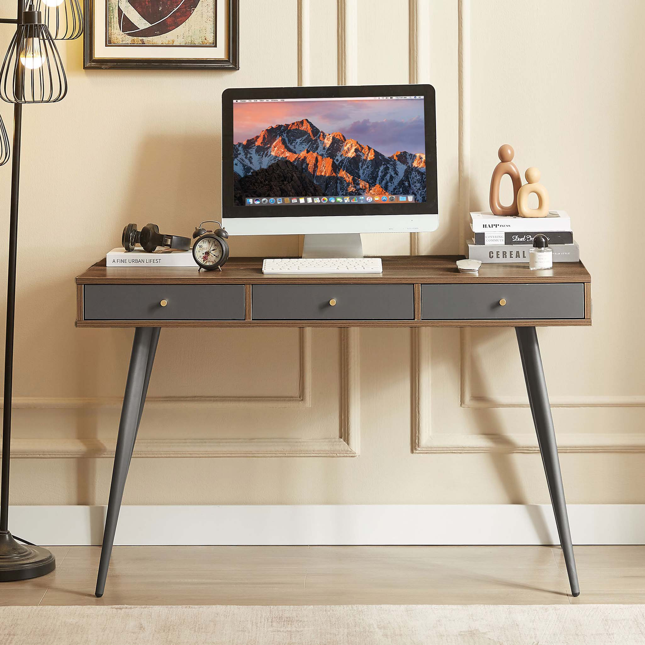 George Oliver Mid Century Desk , Modern Writing Study Desk with Drawers ...