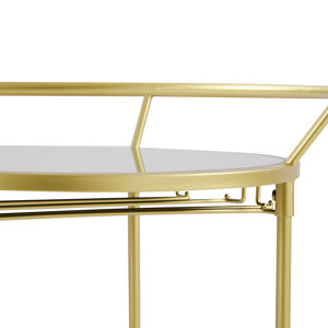 Everly Quinn Round Gold Rolling Bar Cart Wine Rack and Lockable Casters ...