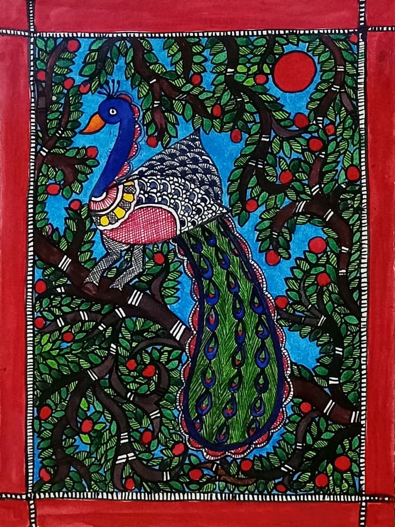 Bungalow Rose Beautiful Peacock On Branch | Cow Duck Coated On Ivory ...