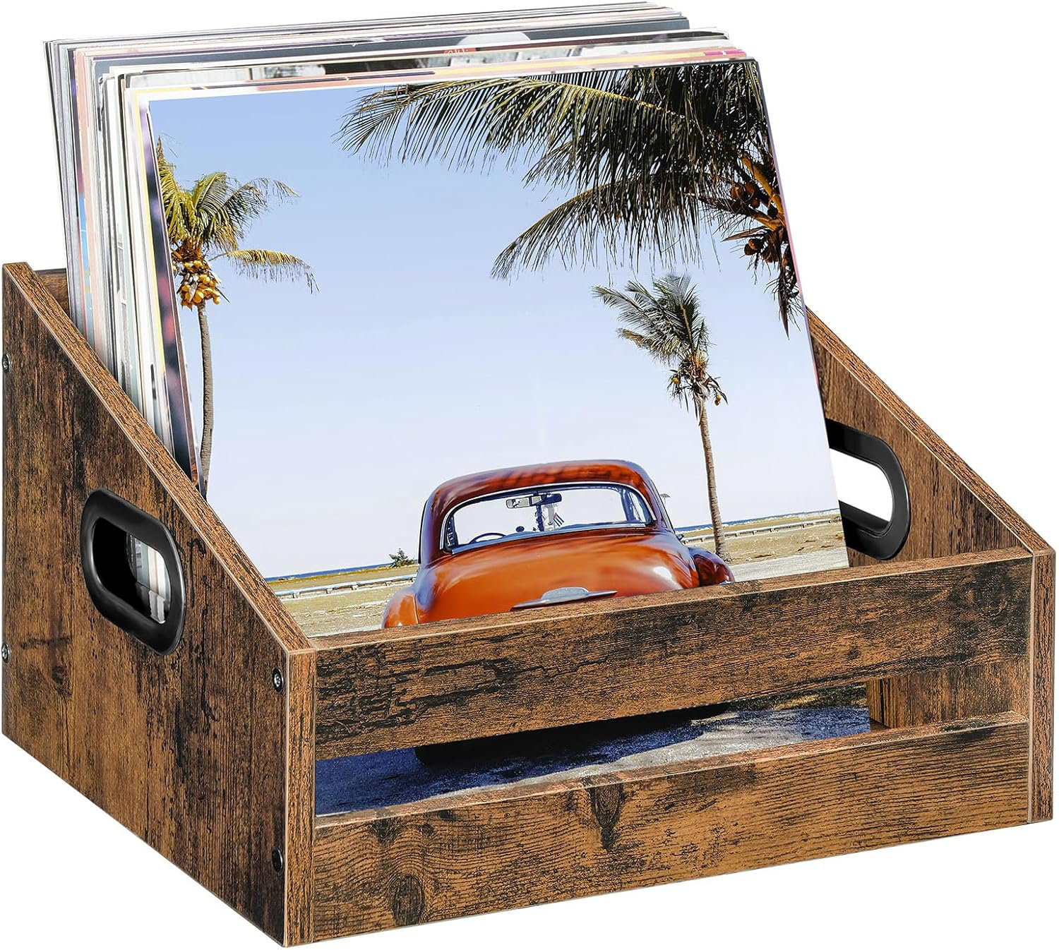 Ophelia & Co. Vintage Wooden Vinyl Record Storage Crate, Trapezoidal ...