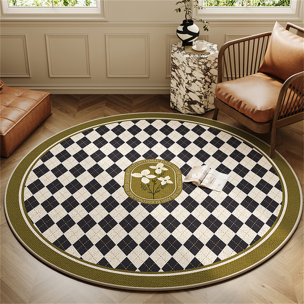 Latitude Run® Vintage Round Rug - Premium Coffee Table Rug For Living ...