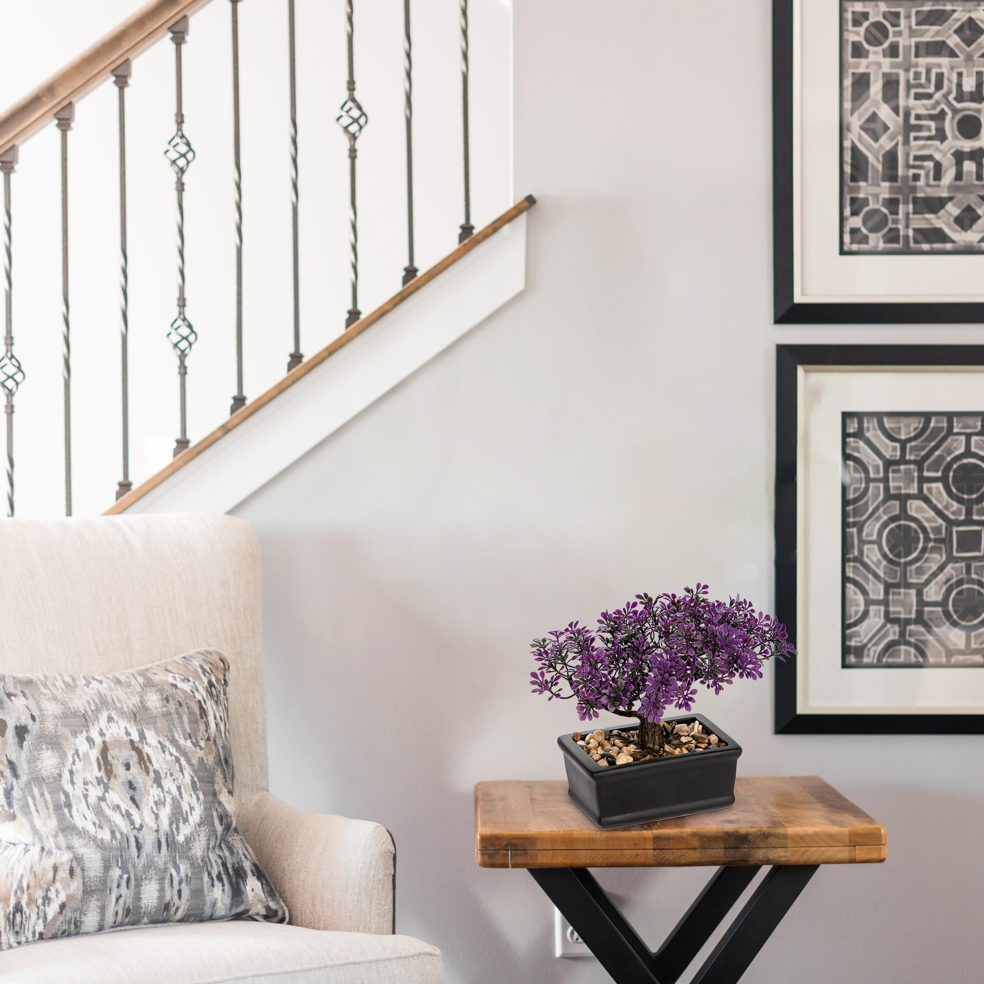 Primrue Artificial Bonsai Tree - Juniper Faux Plant for Indoor Decor ...