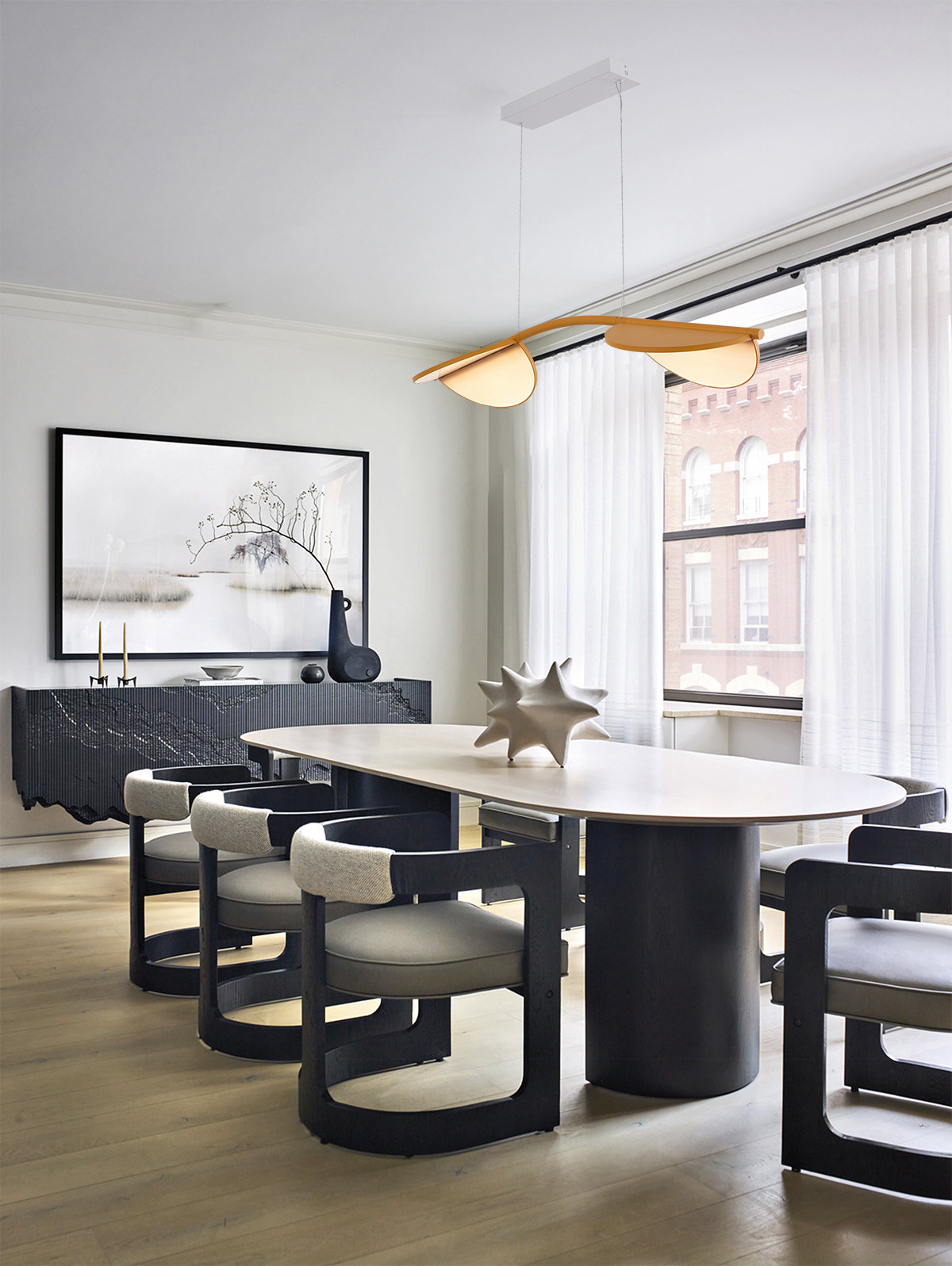 Orren Ellis 2-Light Satin Brass Aluminum LED Pendant With White Acrylic ...