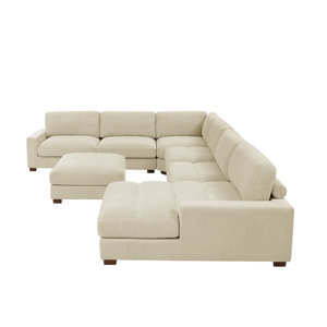 Wade Logan® Azuri 7 - Piece Upholstered Sectional & Reviews | Wayfair