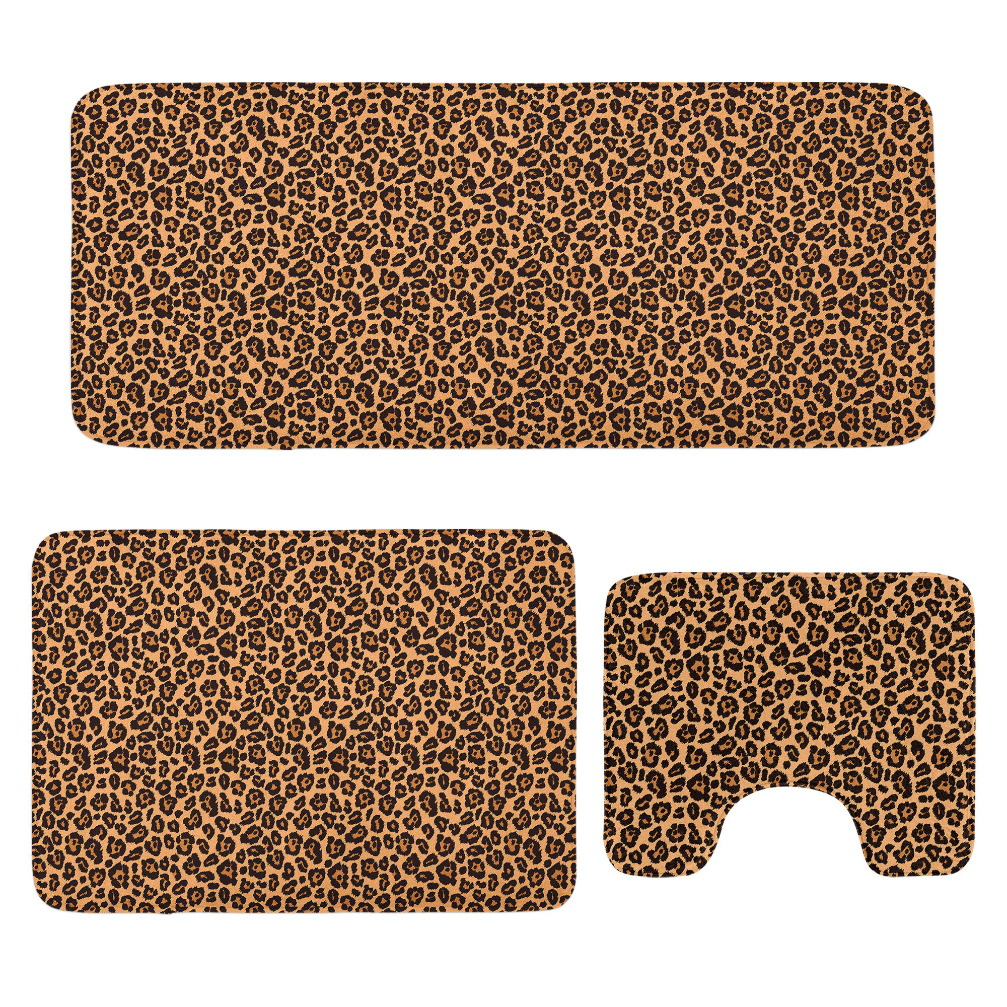 East Urban Home Leopard Print Bathroom Rug Set 3 Pieces U-Shape ...