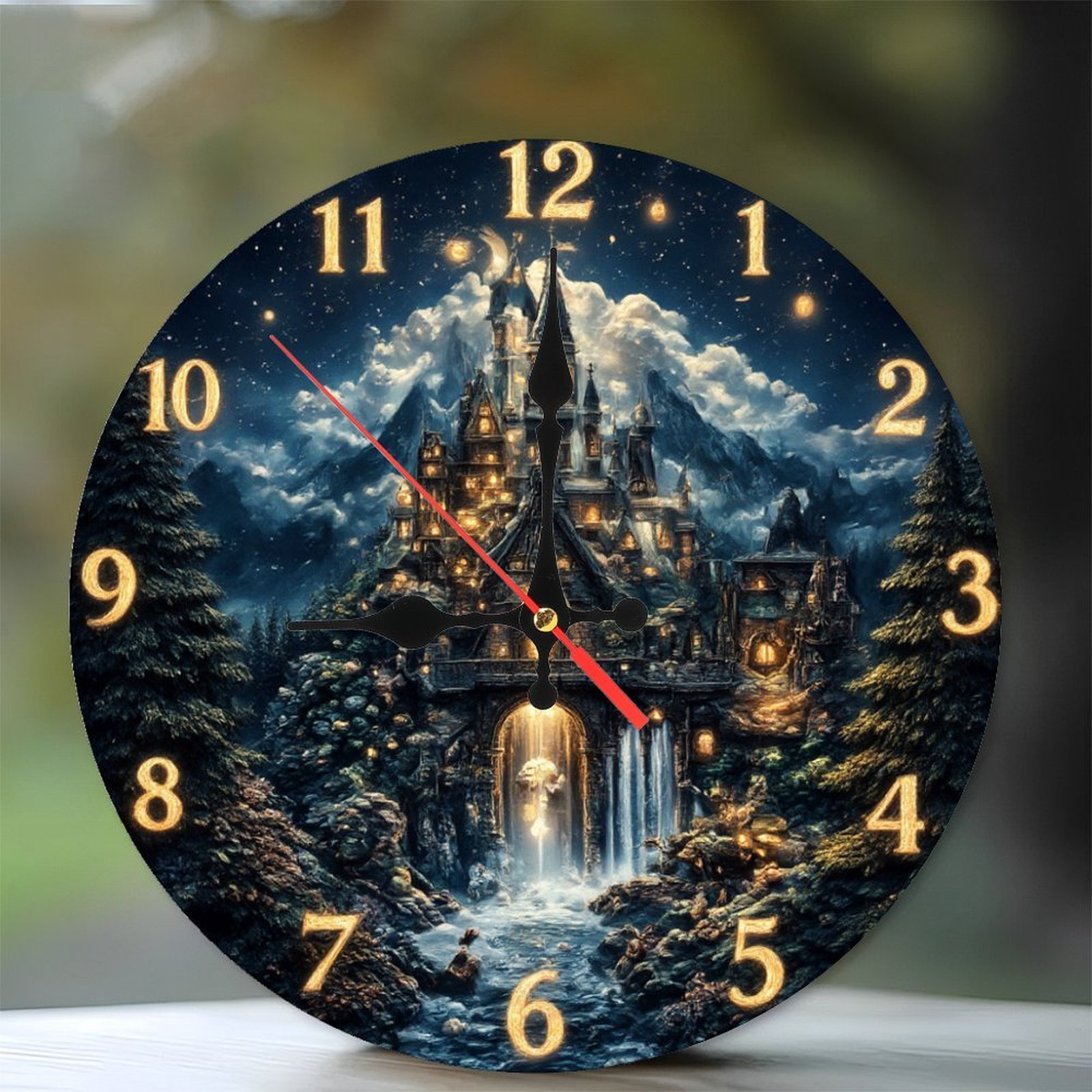 East Urban Home fantasy castle clock magical scene night landscape ...
