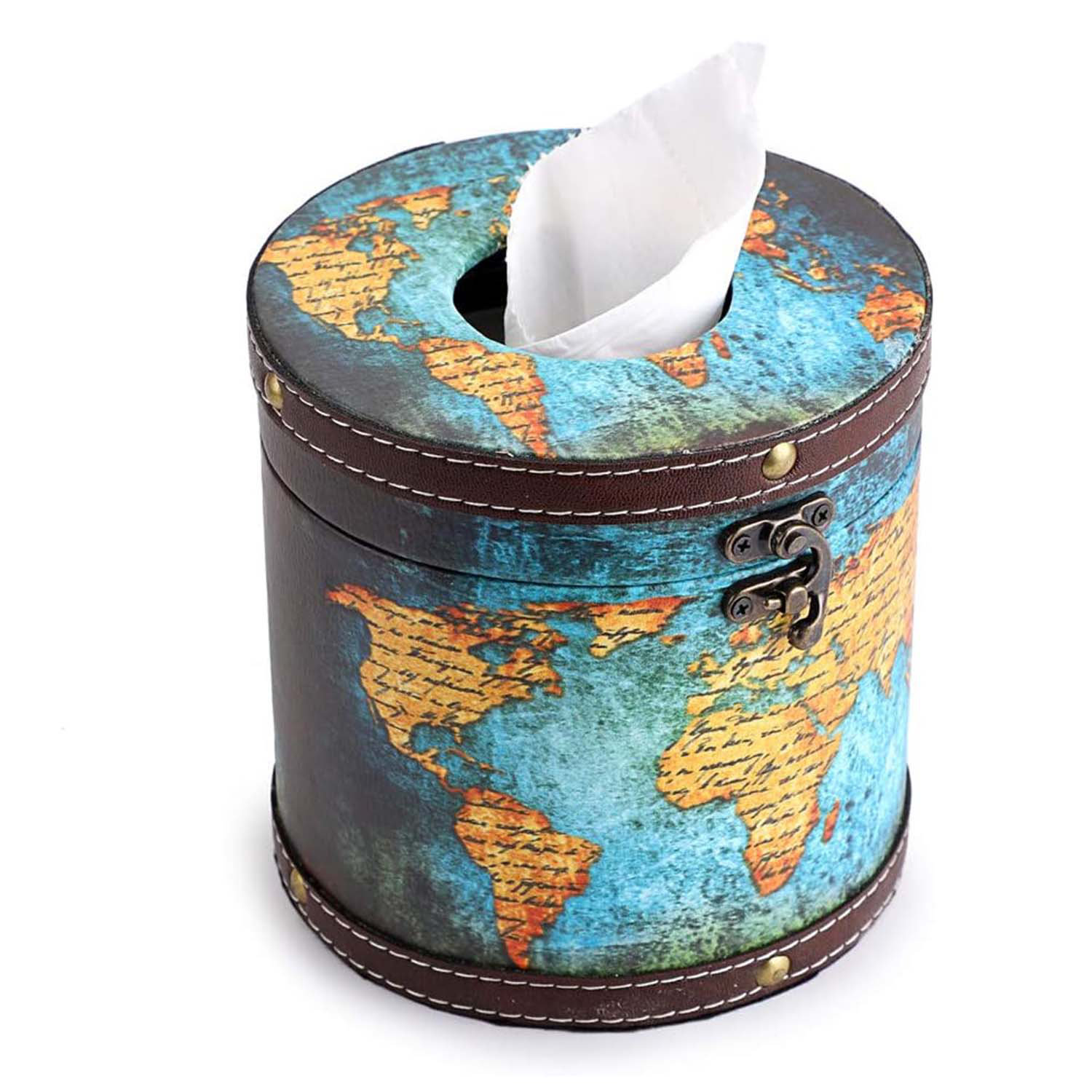 Wildon Home® Round Tissue Box Cover Retro Wooden Tissue Holder With Lid ...
