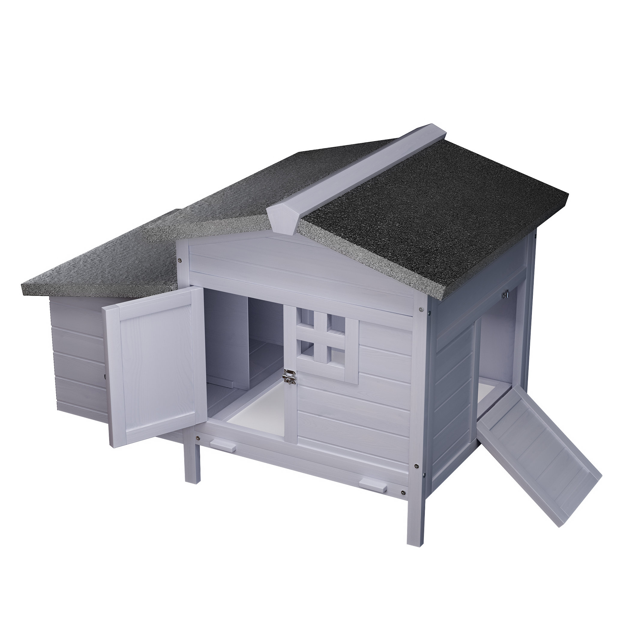 godohome Antique Gray Wooden Chicken Coop with Asphalt Roof - Predator ...