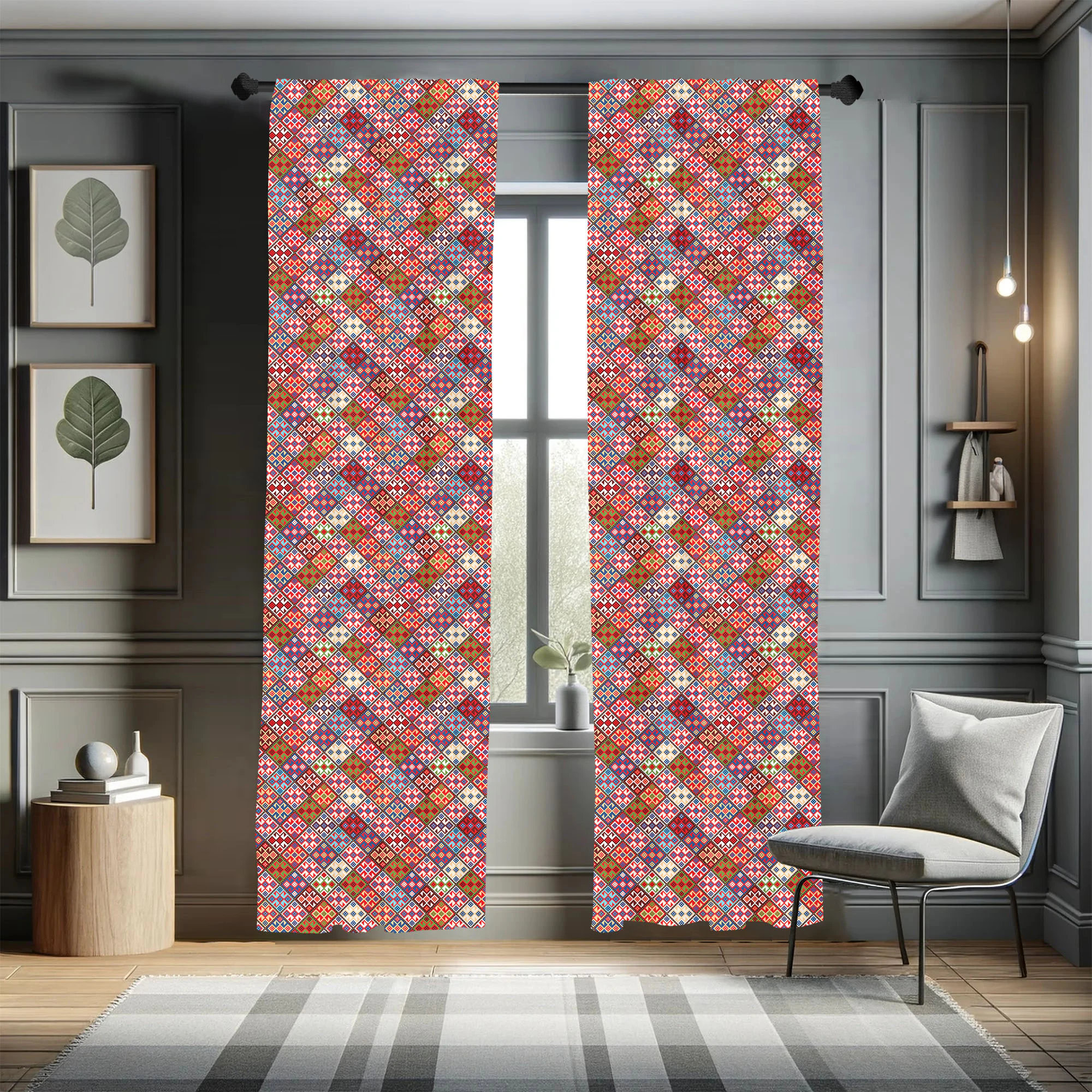 East Urban Home Various Skewed Square Semi-Sheer Rod Pocket Curtain ...