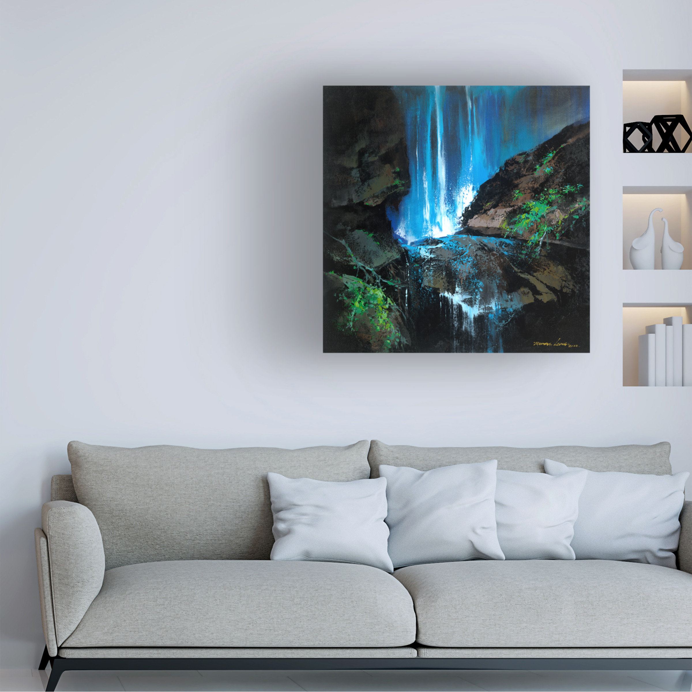 Millwood Pines Landscape Wet Rocks Under The Fall Framed On Canvas ...