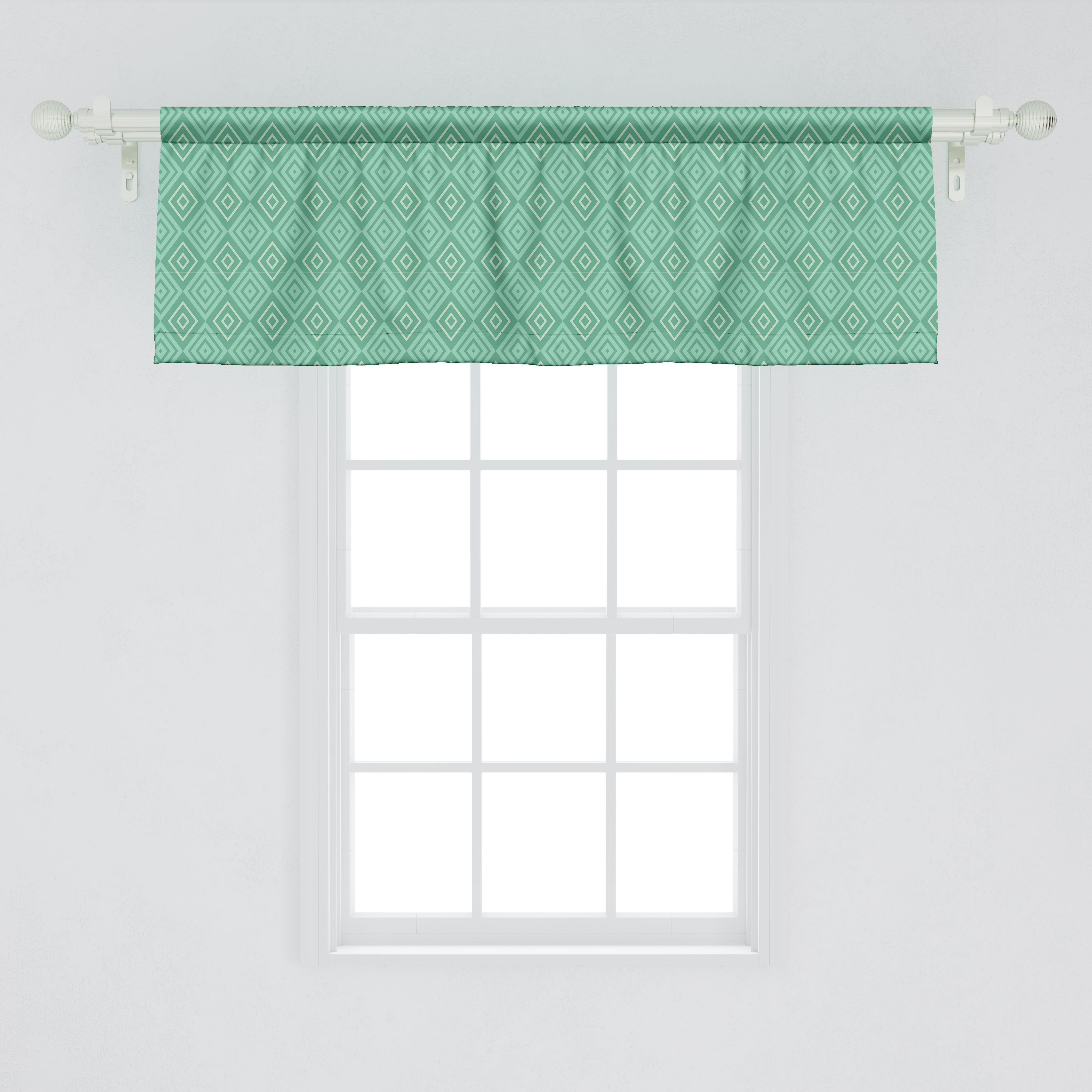 Ambesonne Mint Valance Pack of 2 Nested Squares Pattern - White Almond ...