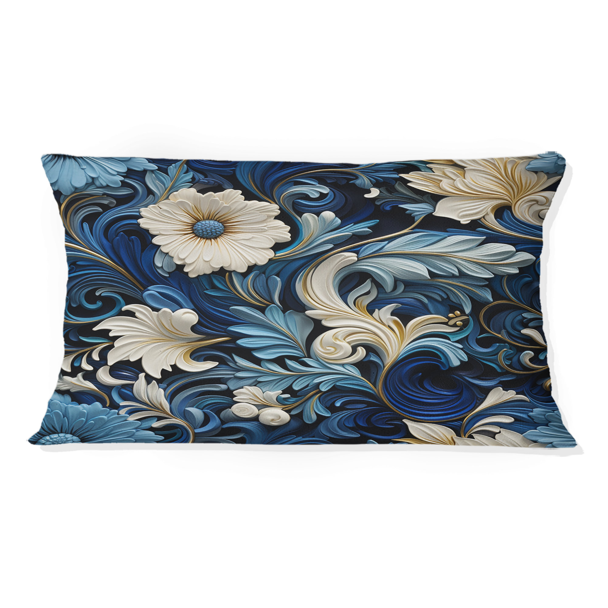 Design Art Blue Scrollwork Swirls Victorian Pattern - Floral Printed ...
