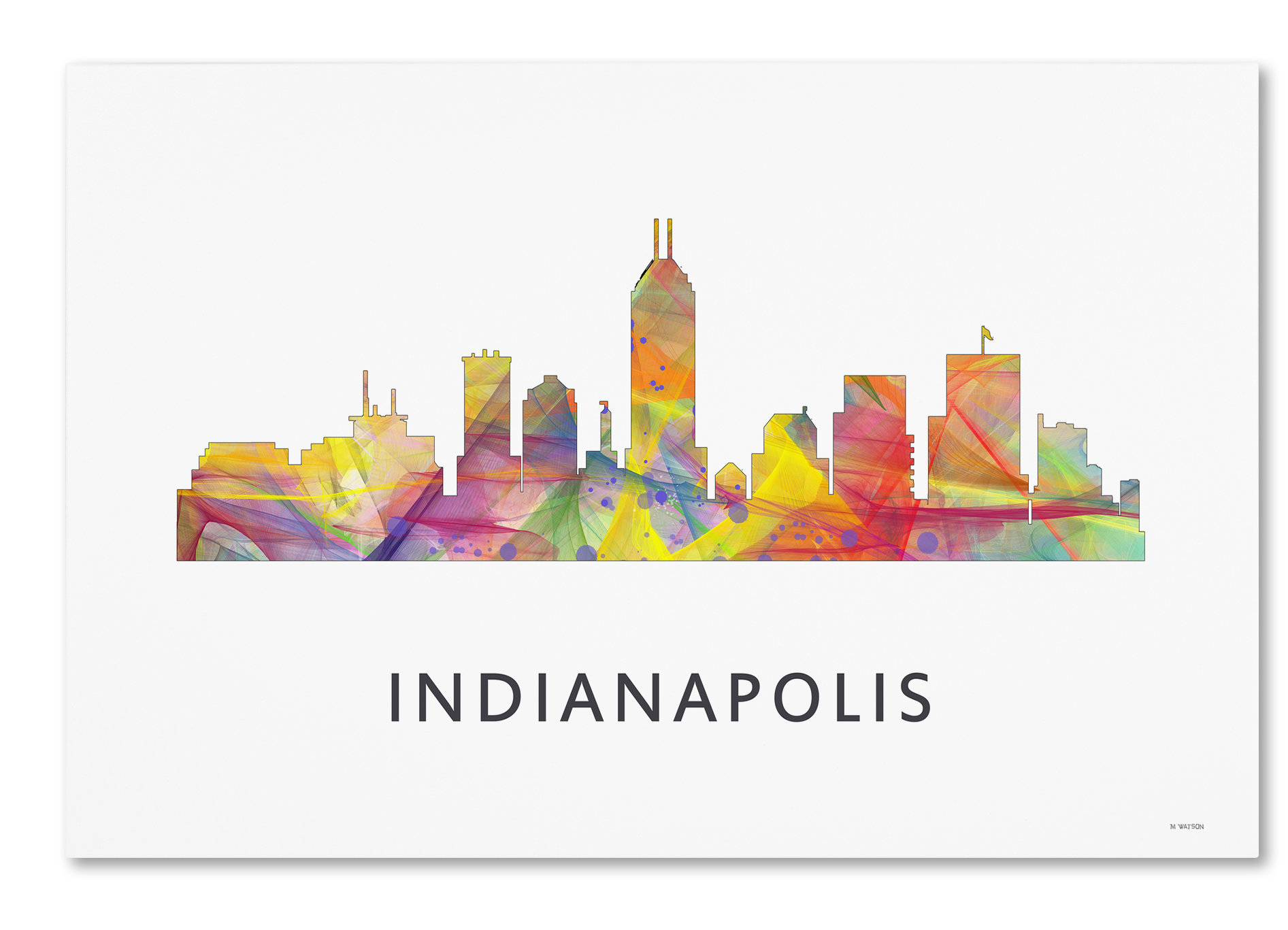 Trademark Fine Art 'Indianapolis Indiana Skyline WB-1' Graphic Art ...