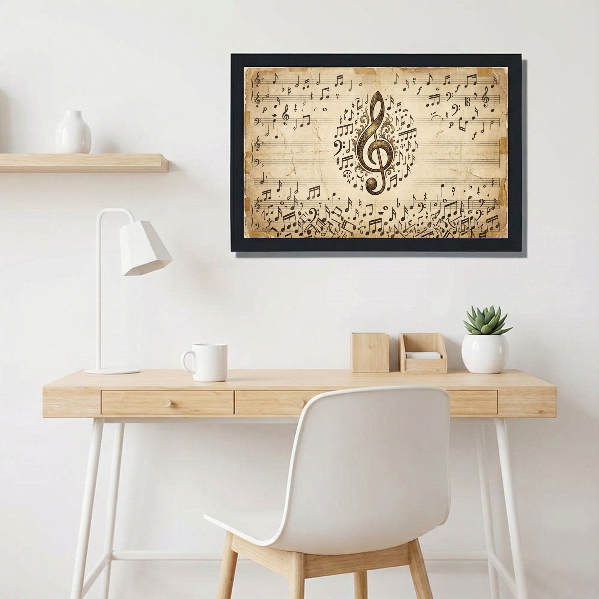 Winston Porter Music Notes And Treble Clef Canvas Wrapped Wall Art Oil ...