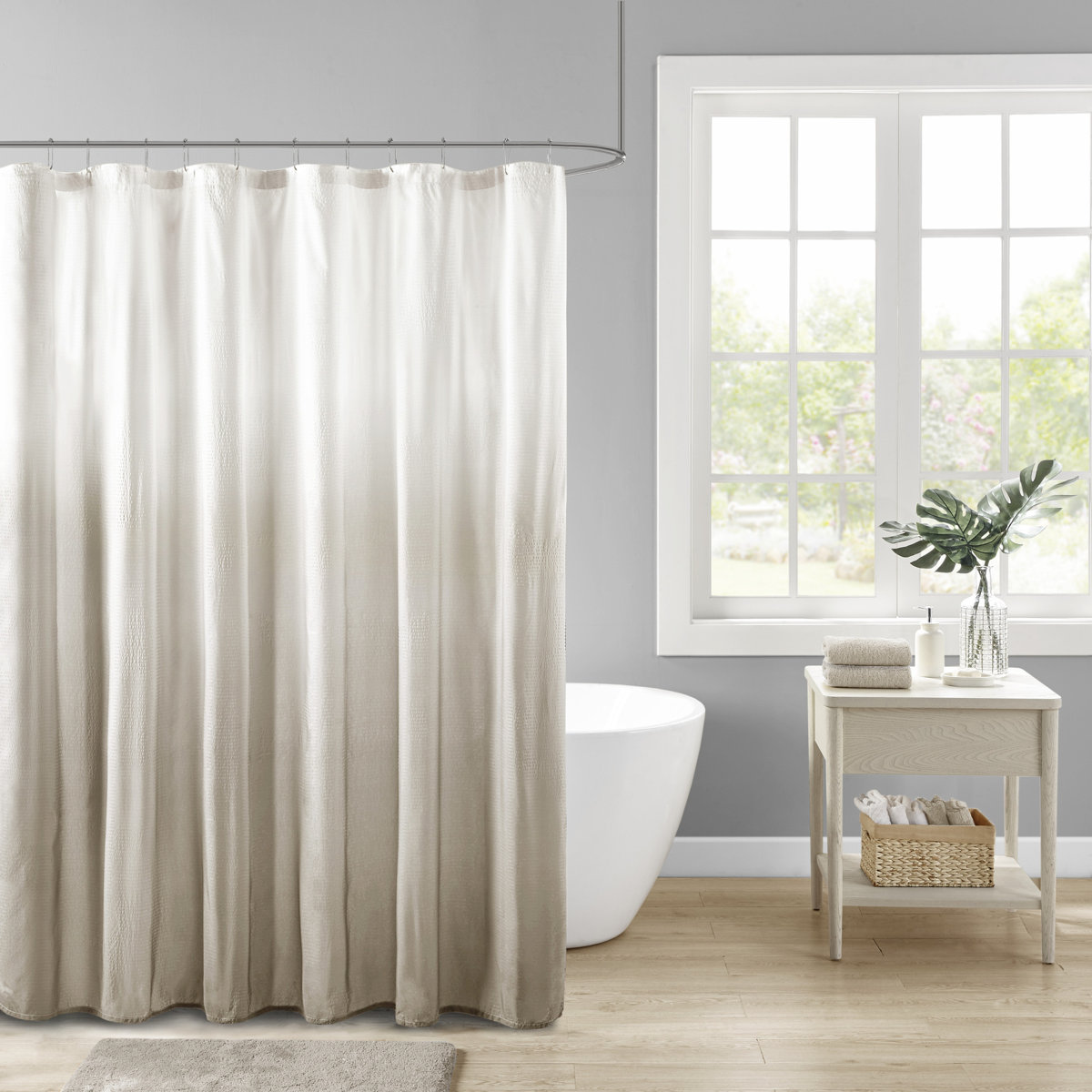 Madison Park Ara Ombre Printed Seersucker Single Shower Curtain ...