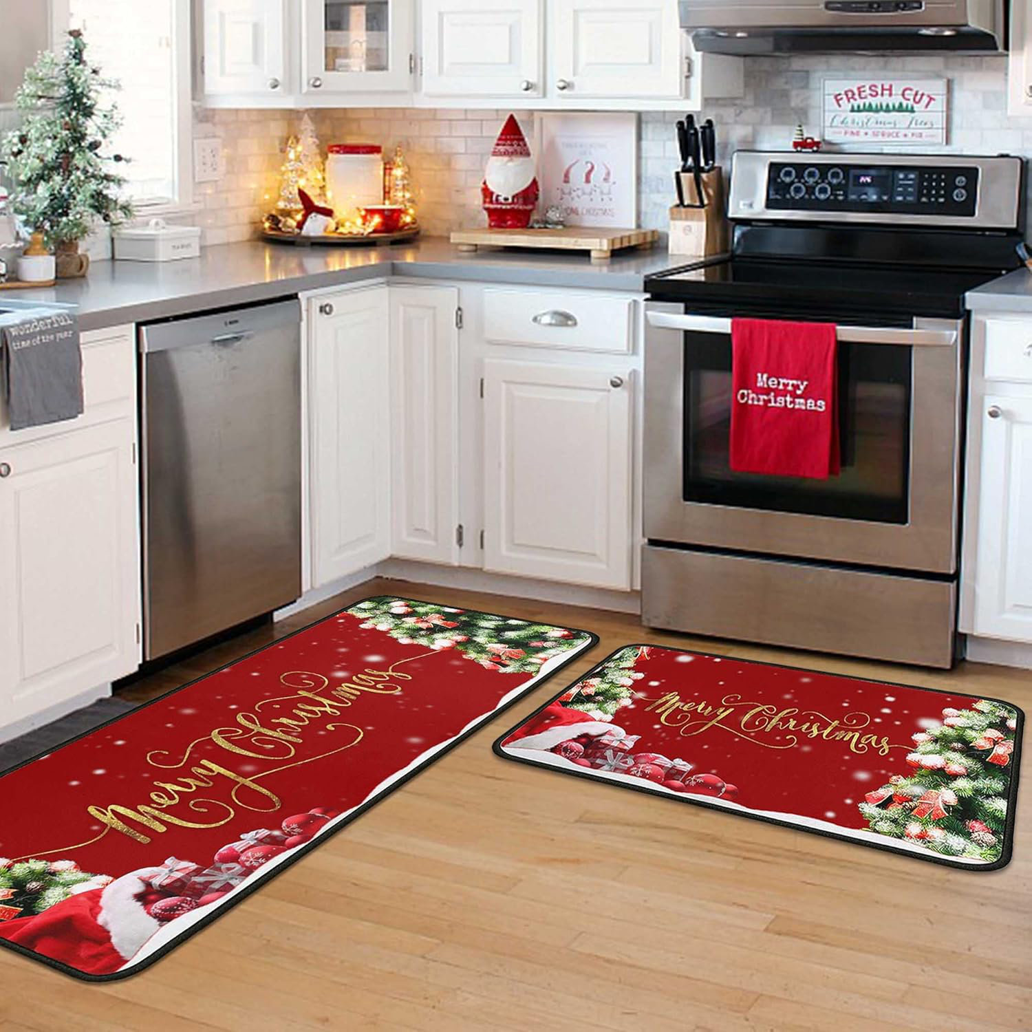 The Holiday Aisle® Christmas Kitchen Mats Set of 2 | Wayfair