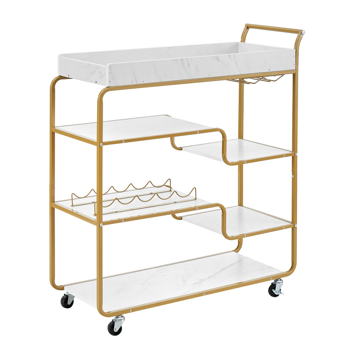 Mercer41 6-Tier Bar Cart Slide Bar Serving Cart Retro Style Wine Cart ...