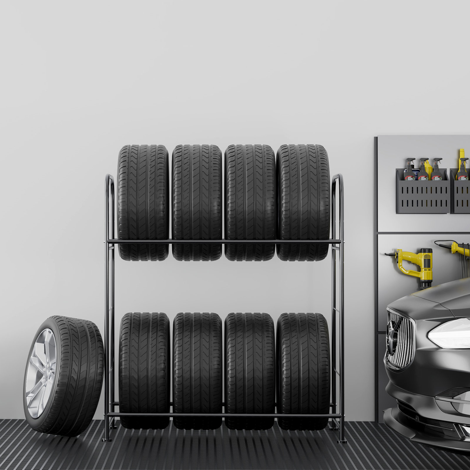 WFX Utility™ Tire Storage Rack 2-Shelf Tire Holder Stand Holds up to 8 ...