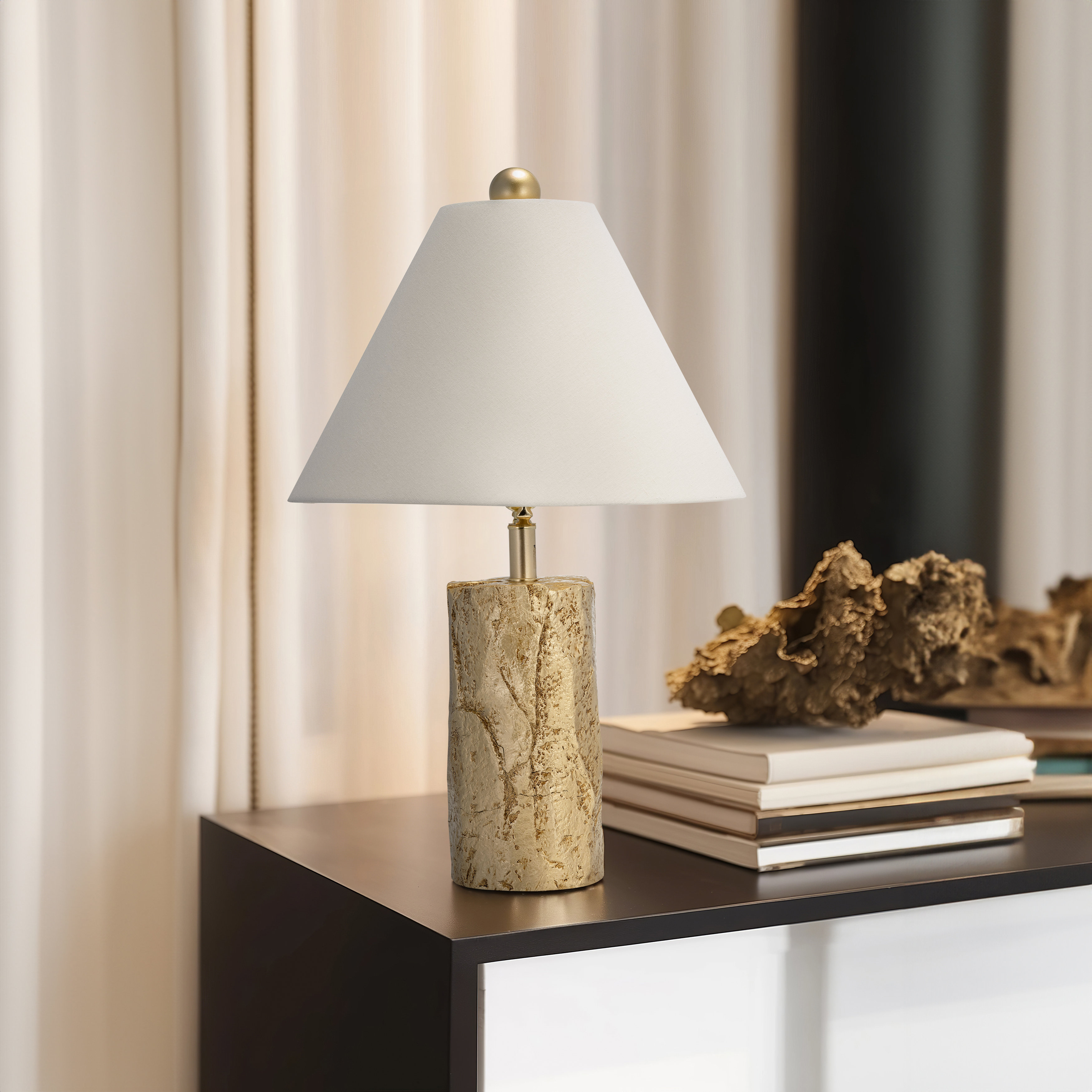 Everly Quinn Modern Glam 21" Textured Table Lamp Contemporary Metallic ...