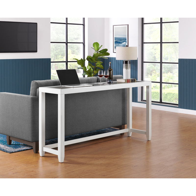 Wade Logan® Arystan Glass Top Counter Height Bar Console Table with 3 ...