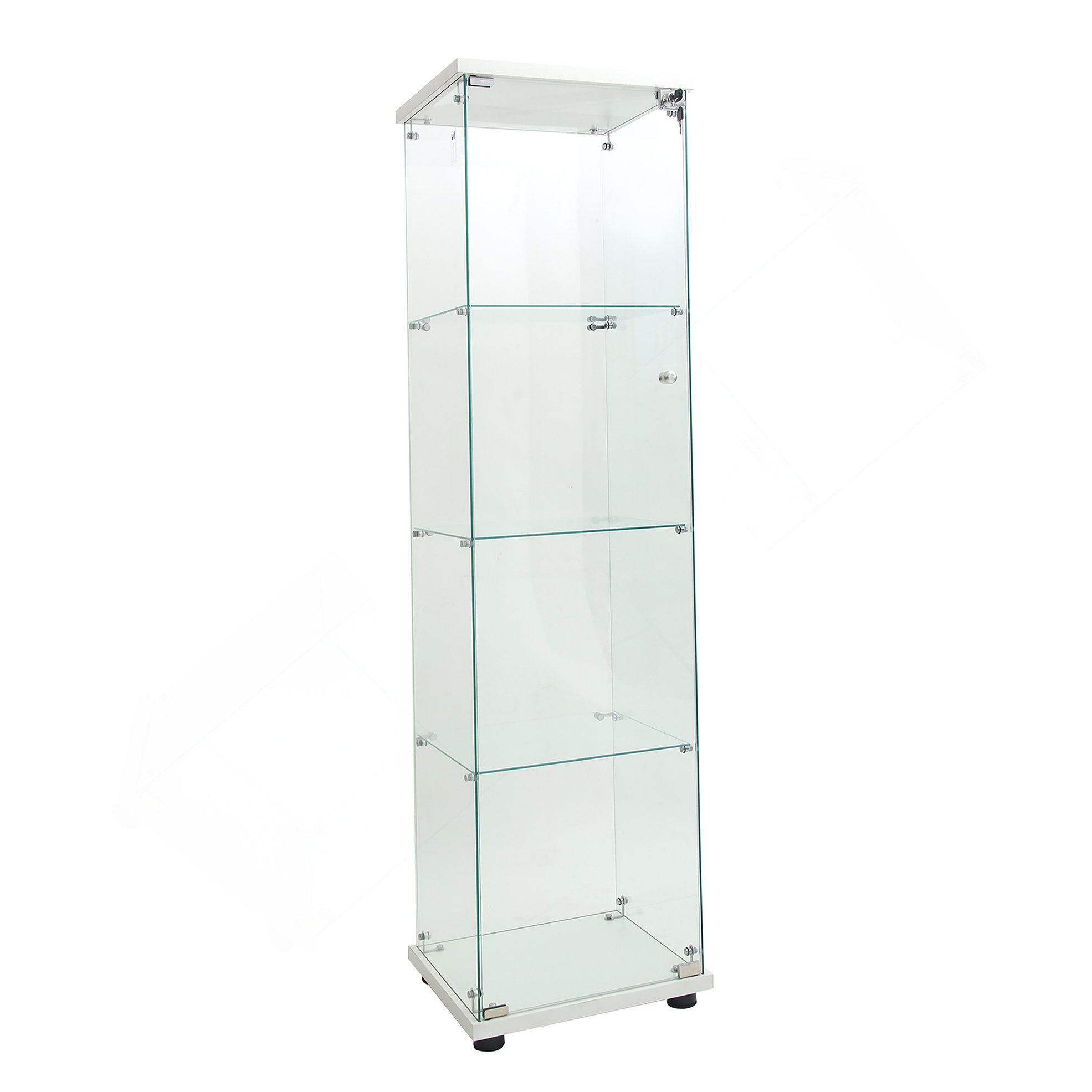 Ivy Bronx LED Glass Display Cabinet 4-Shelf with Door and Lock,Curio ...