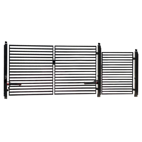 ALEKO MILAN Style Steel Dual Swing Driveway Gate with Pedestrian Gate ...