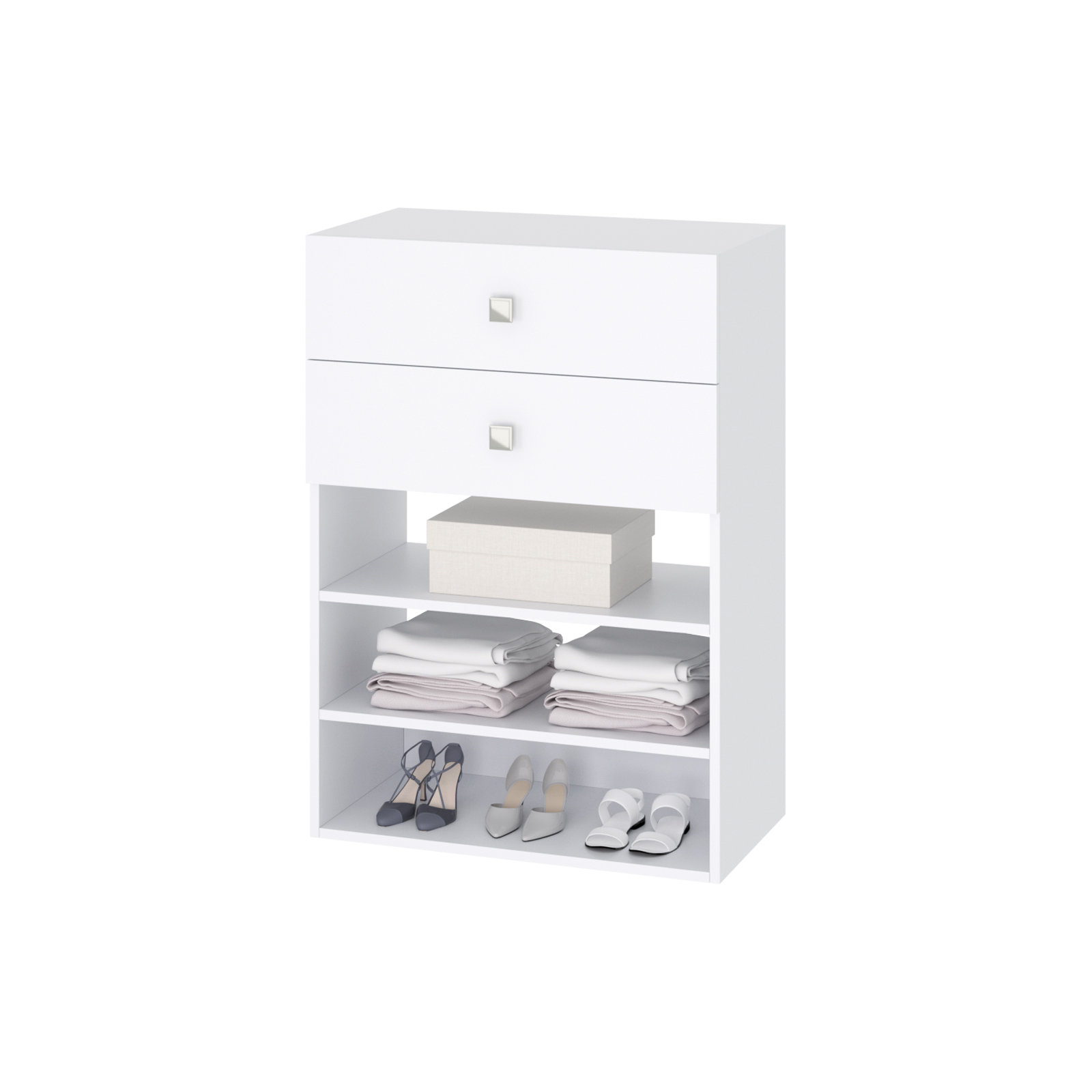 Latitude Run® 2 Drawer Short Shelf Tower Unit Combined Cabinet Box and ...