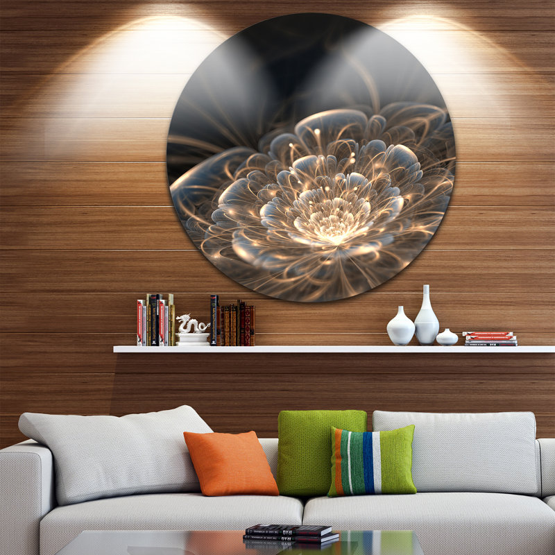 Latitude Run® Abstract Fractal Flower With Golden Rays Canvas Print ...